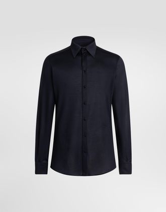Dolce & Gabbana Hemd Martini Aus Seidenjersey - Mann Hemden Blau 42