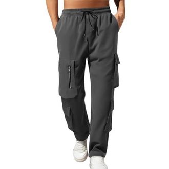 Generic Pantalon cargo pour homme, coupe droite, pantalon de surv&ecirc;tement d&eacute;contract&eacute;, cordon de serrage, taille &eacute;lastique, pantalon de surv&ecirc;tement pour homme,