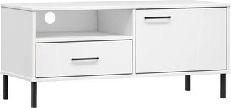 vidaXL Vidaxl - TV-Schrank oslo mit Metallbeinen Wei&szlig; Massivholz Kiefer
