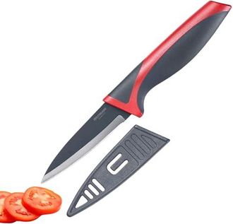 Westmark 14522280 Schälmesser mit Klingenschutz, PP/Edelstahl/TPE, schwarz / rot, 20,4 x 3 x 1,7 cm