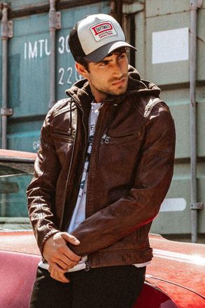 Daytona Blouson Bishop hood lamb paolo dark cognac