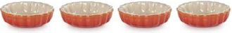 LE CREUSET 4er-Set Tartef&ouml;rmchen aus Steinzeug, Je 200 ml/&Oslash; 11 cm, Ofenrot, 91017411090000