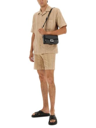 Fendi Cotton Pinstriped Bermuda Shorts - Beige