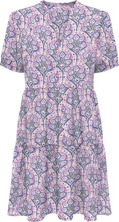 Only Damen Onlnova Life Vis S/S Thea Dress AOP, Honeysuckle, X-Small