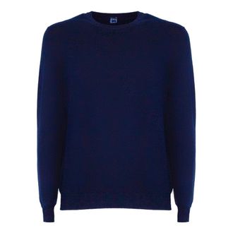 Fedeli Blaues Kaschmir-Rundhals-Sweatshirt - - Knitwear - Herren - Blau - L