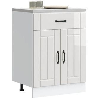 vidaXL Armoire de cuisine Lucca blanc brillant bois ing&eacute;nierie - Vidaxl