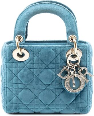 Dior Hobo Bags - Mini Velvet Cannage Lady Dior - Gr. unisize - in Blau - f&uuml;r Damen