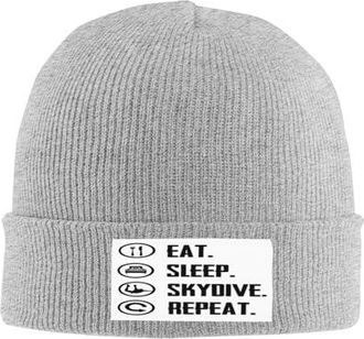 Generic Slouch Bonnet Souple Tricot&eacute;, Manger, Dormir, Sauter en Parachute, recommencer, Respirant Chapeau dhiver Tricot&eacute;, Bonnet Hiver Chaud Tricot pour Adult