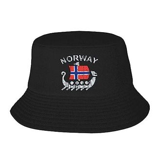 Generic Chapeau De Seau Drapeau Norv&eacute;gien D&eacute;lav&eacute; Norv&egrave;ge Dragon Boat Chapeau De Plage Pliable Mode Bonnet Soleil, pour La Randonn&eacute;e, Plage, Sports, 56-58cm