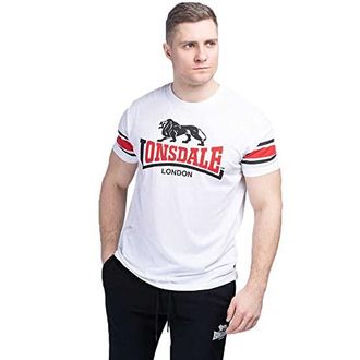 Lonsdale HEMPRIGGS T-Shirt, Blanc/Noir/Rouge, XXL Mens