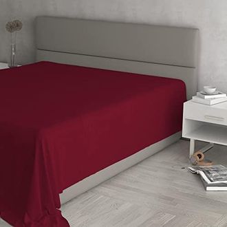Italian Bed Linen MAX Color Bettlaken, 100% Baumwolle, einfarbig, Bordeaux, Doppelbett Maxi 270 x 300 cm