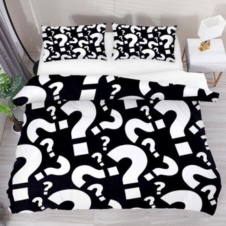 Generic Bettwäsche-Set für Einzelbett, lustige Fragezeichen, schwarz-weiß, weicher Tencel-Bettbezug, Bettwäsche-Sets für Kinder, Jungen, Mädchen, 3-teilig mit