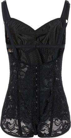 Dolce & Gabbana Satin and Lace Corsetry Bodysuit - Black