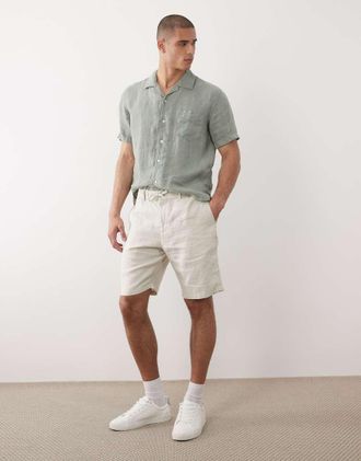 GANT Shorts aus 100% Leinen in Beige mit Kordelzug-Neutral