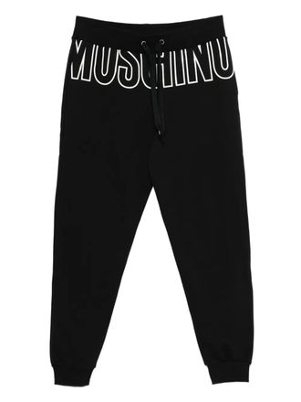 Moschino pantalon à logo imprimé - Noir