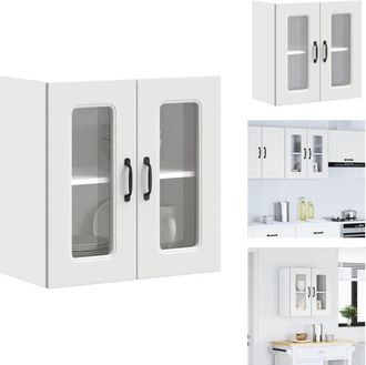 vidaXL K&uuml;chen-H&auml;ngeschrank mit Glast&uuml;r Kalmar Wei&szlig; Holzwerkstoff - K&uuml;chen-Wandschrank - K&uuml;chen-Wandschr&auml;nke - Wandschrank K&uuml;che - K&uuml;chenschrank