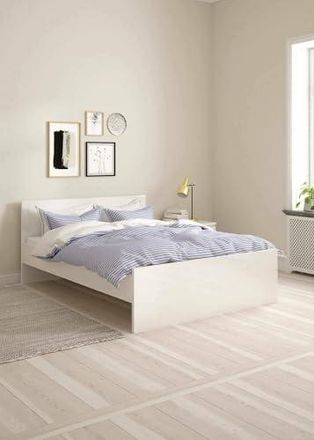 Dmora Doppelbett Geraldine, Struktur des Lagerbetts, Sommier mit Abdeckung, Bettrahmen aus Stoff, 197x146 h80 cm, Wei&szlig;