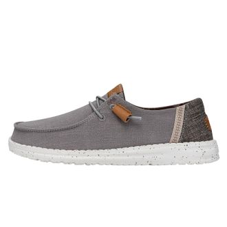 HeyDude Wendy Washed Canvas Damen - Slip on Flache Schuhe - Mokassin Stil, Grey, 38