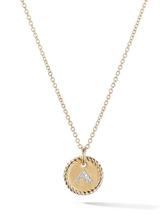 David Yurman collier en or 18ct à pendentif Initial A serti de diamants