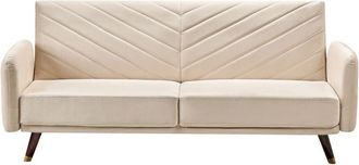 Beliani Schlafsofa 3-Sitzer SENJA Samtstoff Beige