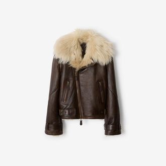 Burberry Cropped-Fliegerjacke aus Lammfell, Size: 12