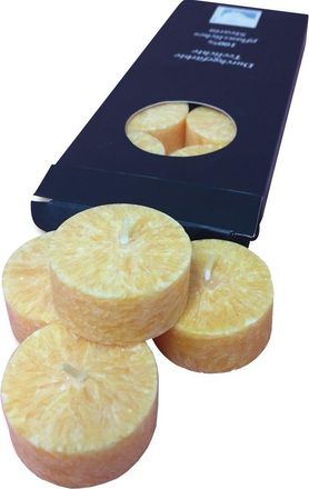 Kerzenfarm Hahn Kerzenfarm 10 x Teelicht-Halter, ohne Duft, Gelb, 1 x durchsichtiges Glas, 4,5 cm Durchmesser, Stein, 19 x 8 x 2 cm