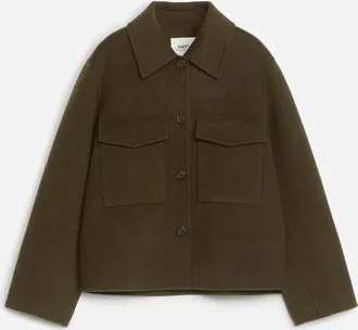 Arket Doubleface-Overshirt Aus Wolle -Gr&uuml;n