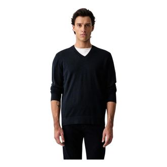 Marc O'Polo Pull en maille &agrave; col en V - Homme - Pulls - Bleu - Taille: S