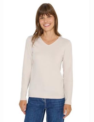 Cecil T-Shirt &agrave; Manches Longues et col en V Light Greige, Taille XXL