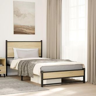 vidaXL Vidaxl - Giroletto Senza Materaso In Metallo Rovere Sonoma 107x203 Cm
