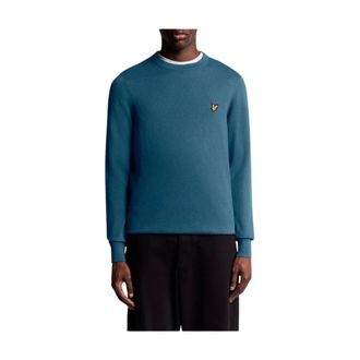 Lyle & Scott Homme, Pulls, Bleu, Taille: M Pull en Tricot Col Rond Coton M&eacute;rinos