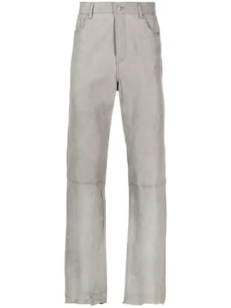 Diesel pantalon en cuir P-Mic-A &agrave; coupe droite - Gris
