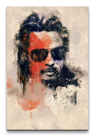 Paul Sinus Art Brad Pitt Porträt Abstrakt Kunst Schauspieler Sonnenbrille 60x90cm Leinwandbild