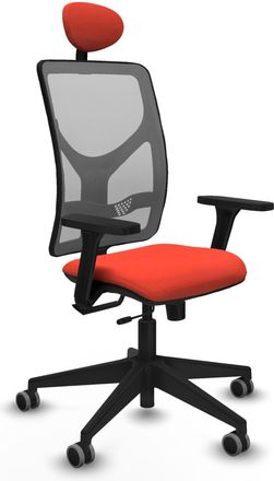 Piqueras y Crespo Stuhl mit 3D-Armlehnen, h&ouml;henverstellbarer Lendenwirbelst&uuml;tze und festem Kopfteil, ausgestattet mit Syncro/Traslack und Schneideschaum, Grau/Dunkelora