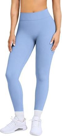 Generic Legging en tricot pour femme avec taille, respirant, pour les activit&eacute;s de plein air comme la course, le fitness et le yoga, bleu clair, XXL