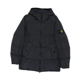Stone Island Homme, Vestes, Bleu, Taille: XL Blouson en nylon avec logo