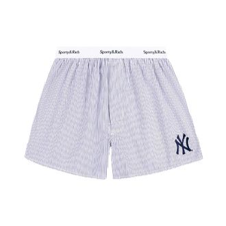 Sporty & Rich Yankees Serif Boxer Shorts - Femme - Shorts - Bleu - Taille: 36 FR