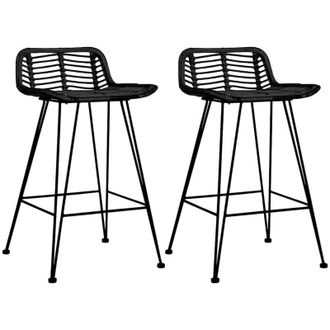 vidaXL Vidaxl - Chaises de bar lot de 2 noir Rotin