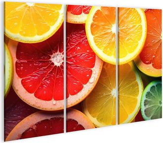 Islandburner Bild auf Leinwand Frische Scheiben Verschiedene Arten von Zitrusfrüchten Orange Limette Zitrone Kü Bilder Wandbilder Poster JBAA-3P