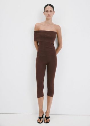 Mango Leggings &agrave; fente en bas chocolat - Femme - S - MANGO