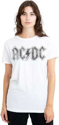 AC/DC ACDC Paisley Logo Ladies T Shirt, Blanc, L Femme