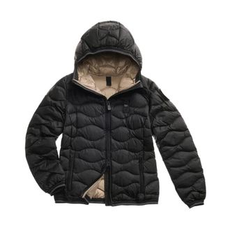 Blauer Schwarzer Wellen Steppmantel - - Jackets - Damen - Schwarzk - S