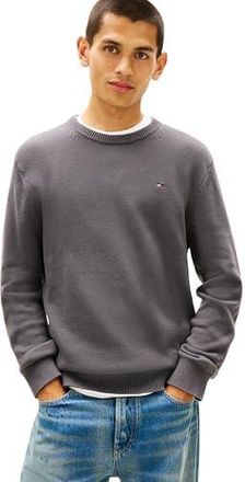 Tommy Jeans TJM Slim ESS Sweater EXT DM0DM21787 Pull pour Homme, Gris (Noir d&eacute;lav&eacute;), M, Gris (Noir d&eacute;lav&eacute;), M