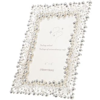 DOITOOL Luxuri&ouml;ser 6 Zoll Strass Bilderrahmen aus Metall Kreativer Fotorahmen f&uuml;r Wohnzimmer und Schlafzimmer Dekorativer Fotohalter als Geschenk zur Hochzeit