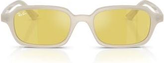 Ray-Ban Rb4455 Zuri Lunettes de soleil carr&eacute;es, Blanc/jaune (Cloudy Warm White/Yellow Mirrored Gold), 52 mm