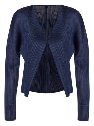 Pleats Please Issey Miyake cardigan pliss&eacute; - Bleu