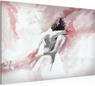 Runa Art Bild Abstrakt Modern Wandbilder Wohnzimmer Schlafzimmer B&uuml;ro 1 Teilig - Made In Germany - Rosa Grau Liebespaar Umarmung Flur 051015b