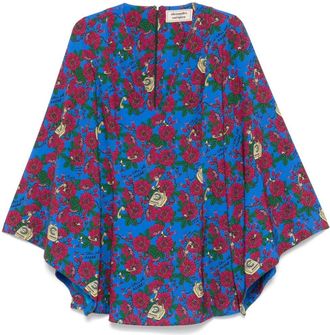 Alessandro Enriquez Minikleid mit Blumen-Print - Blau