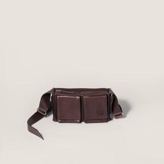 Miu Miu Structured Leather Compartments Belt Bag - Brown