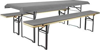 Brandsseller Lot de 3 - Ensemble de Coussins pour Mobilier de Brasserie 2 Coussins de Banc rembourr&eacute;s 220x25 cm et 1 Nappe 240x70 ppour Tous Table de Jardin ou Cha